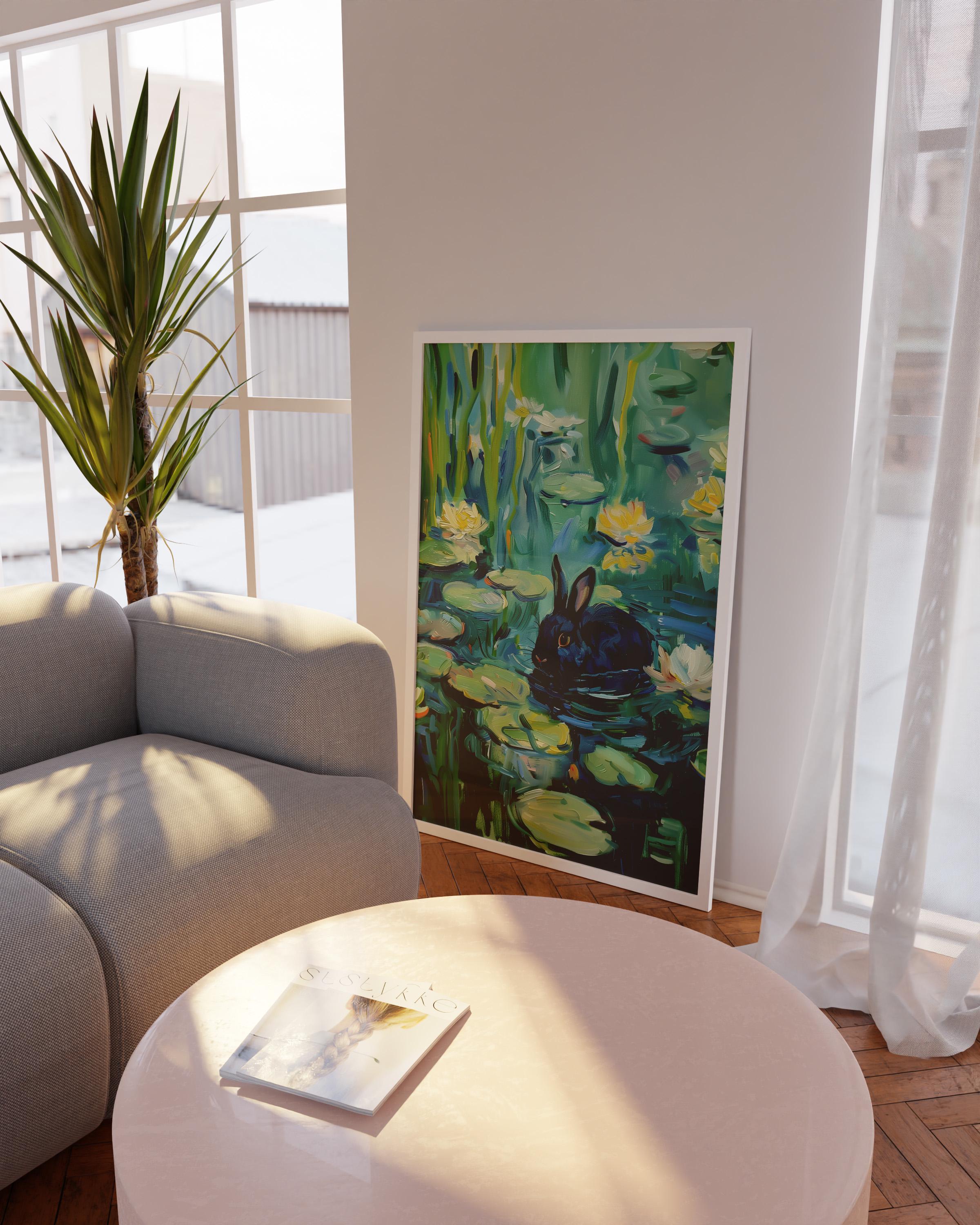 Claude Monet Rabbit in Water Lilies, Impressionist Landscape Painting ...