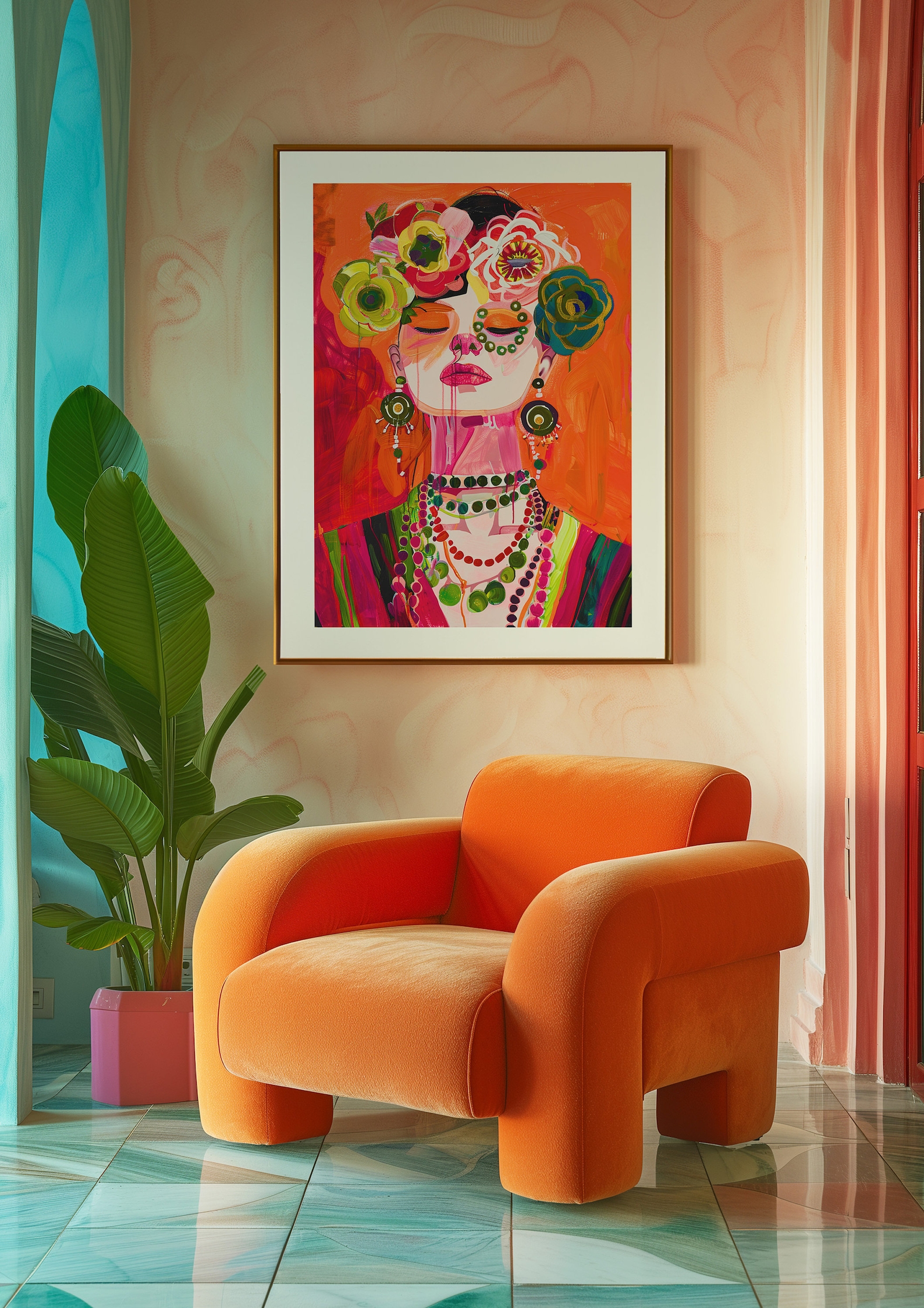 Trippy Red Pink Art Poster, Psychedelic 70s Wall Print, Trendy Eclectic ...