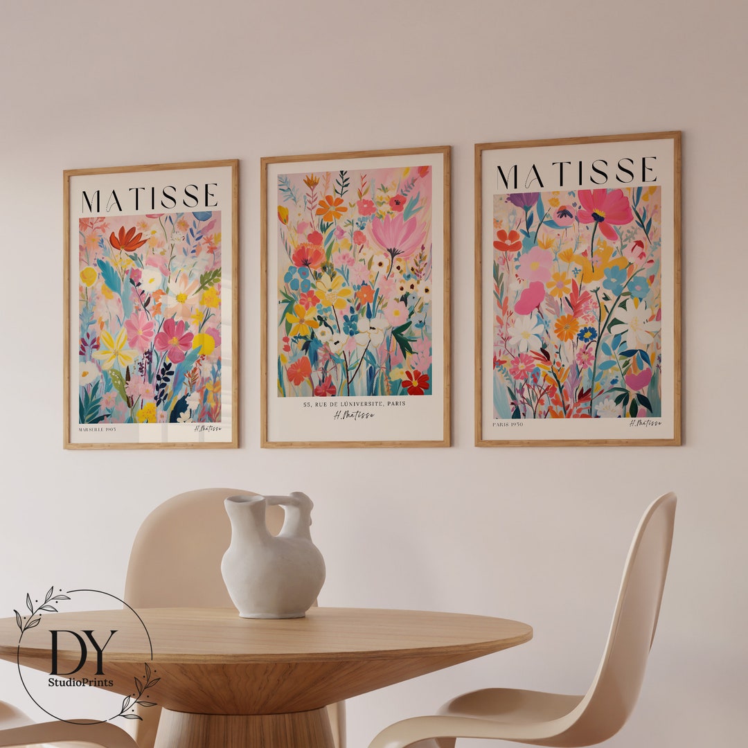 Set of 3 Prints Flower Prints Inspired by Matisse Aesthetic Matisse ...