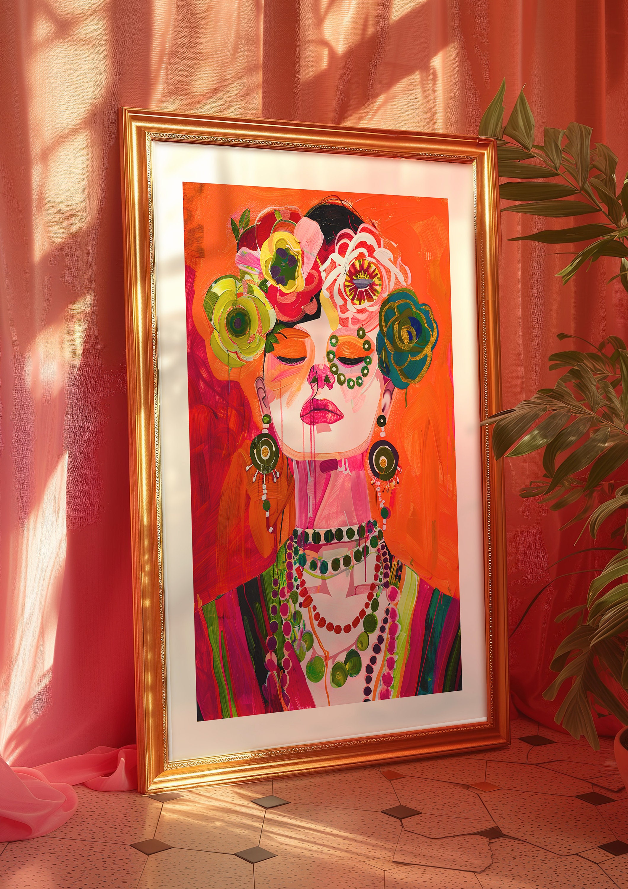 Trippy Red Pink Art Poster, Psychedelic 70s Wall Print, Trendy Eclectic ...