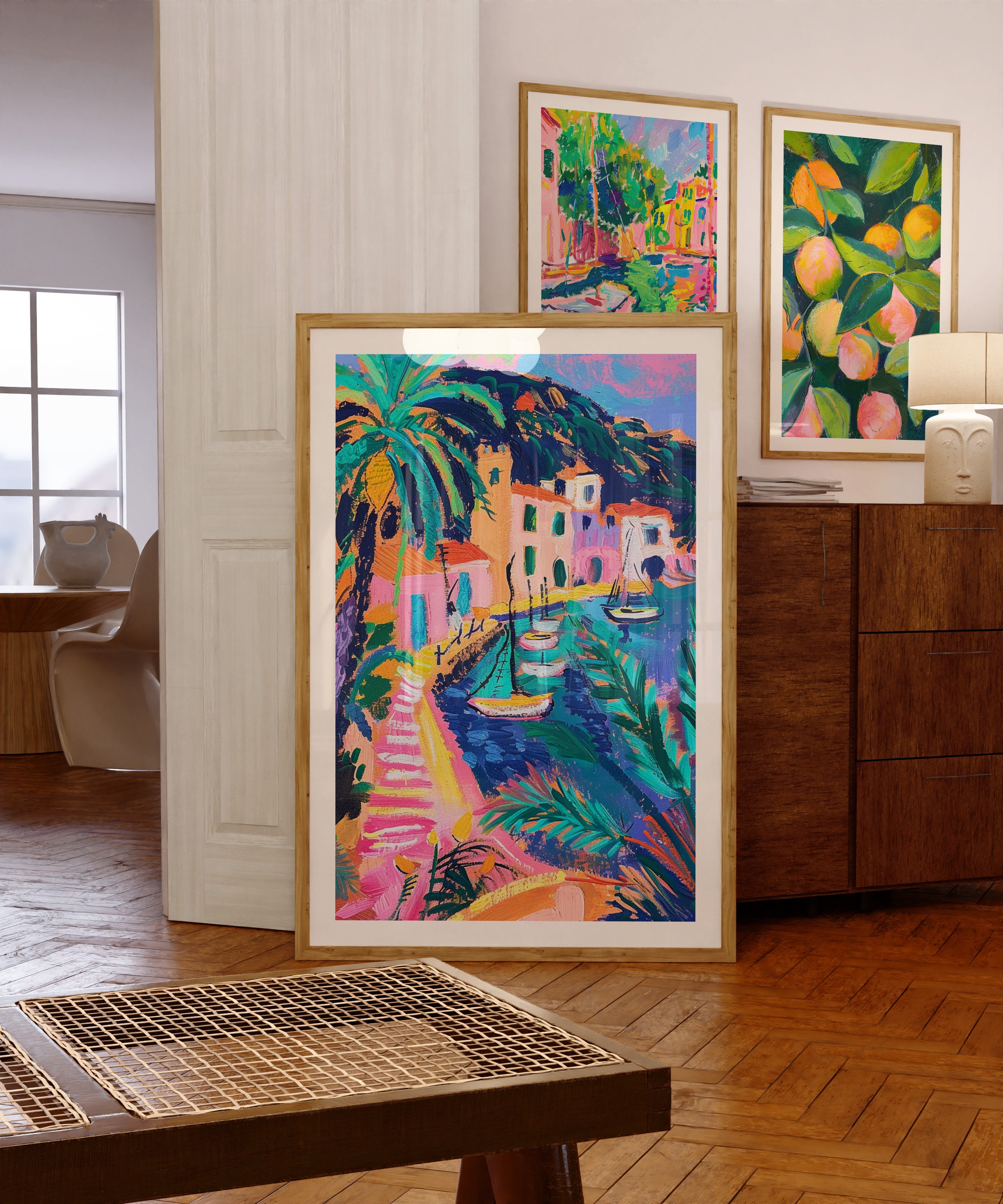 Coastal Eclectic Summer Art, Maximalist Art, Trendy Decor, Colorful ...