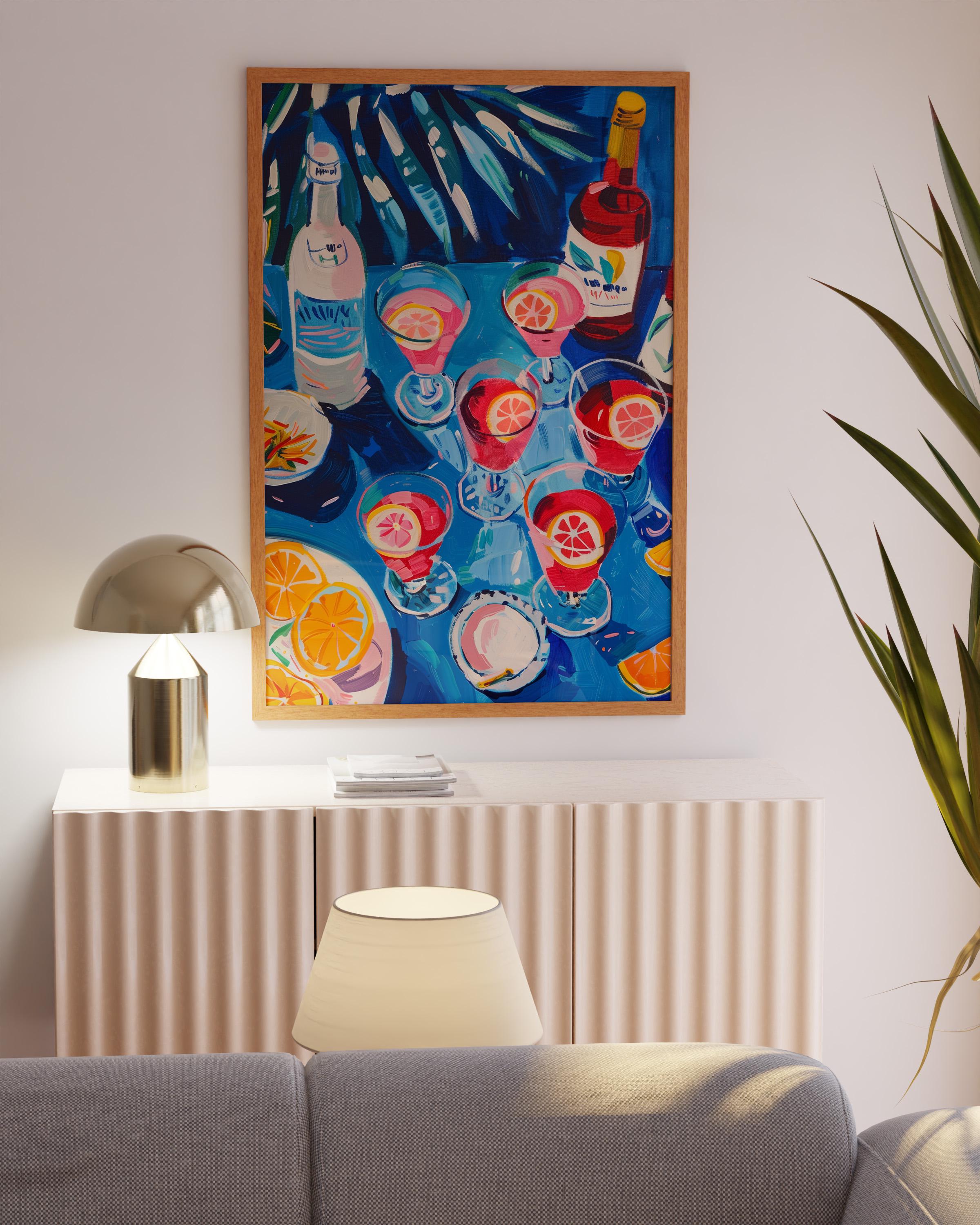 Kitsch Bar Cart Decor Cocktail Poster, Preppy Party Signature Drink ...