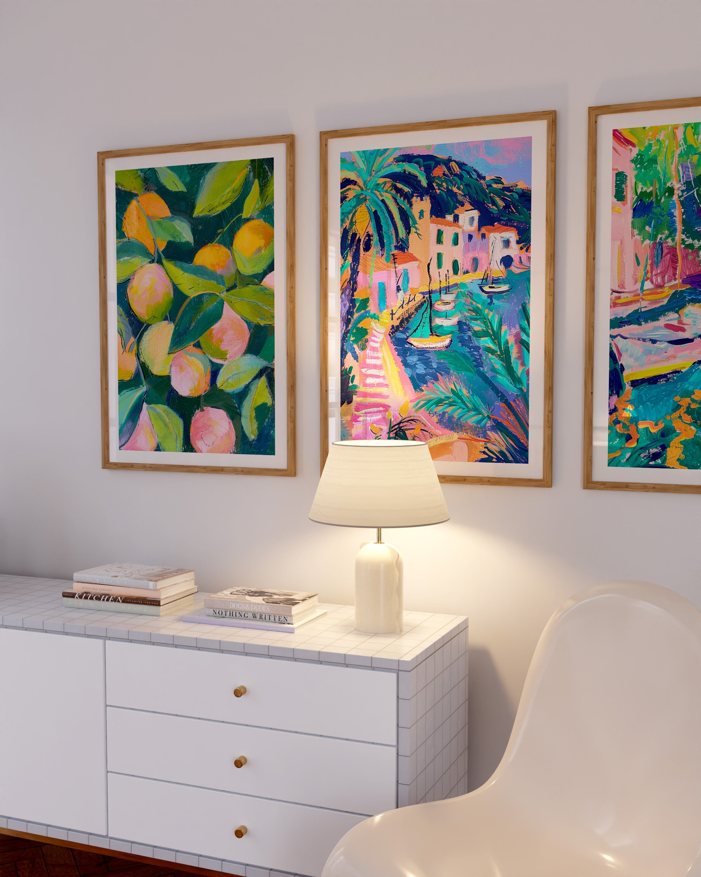 Coastal Eclectic Summer Art, Maximalist Art, Trendy Decor, Colorful ...