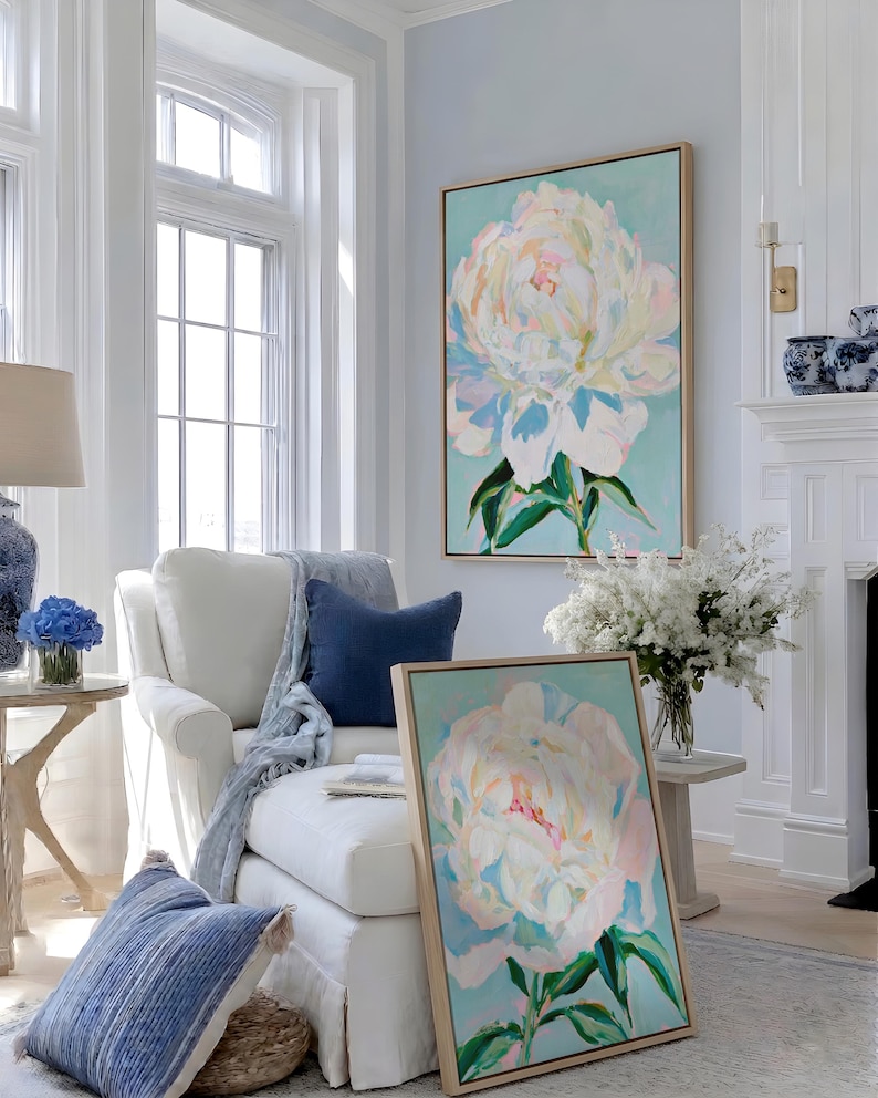 Set of 2 White Camellia Wall Art Print, Southern Botanical Decor ...