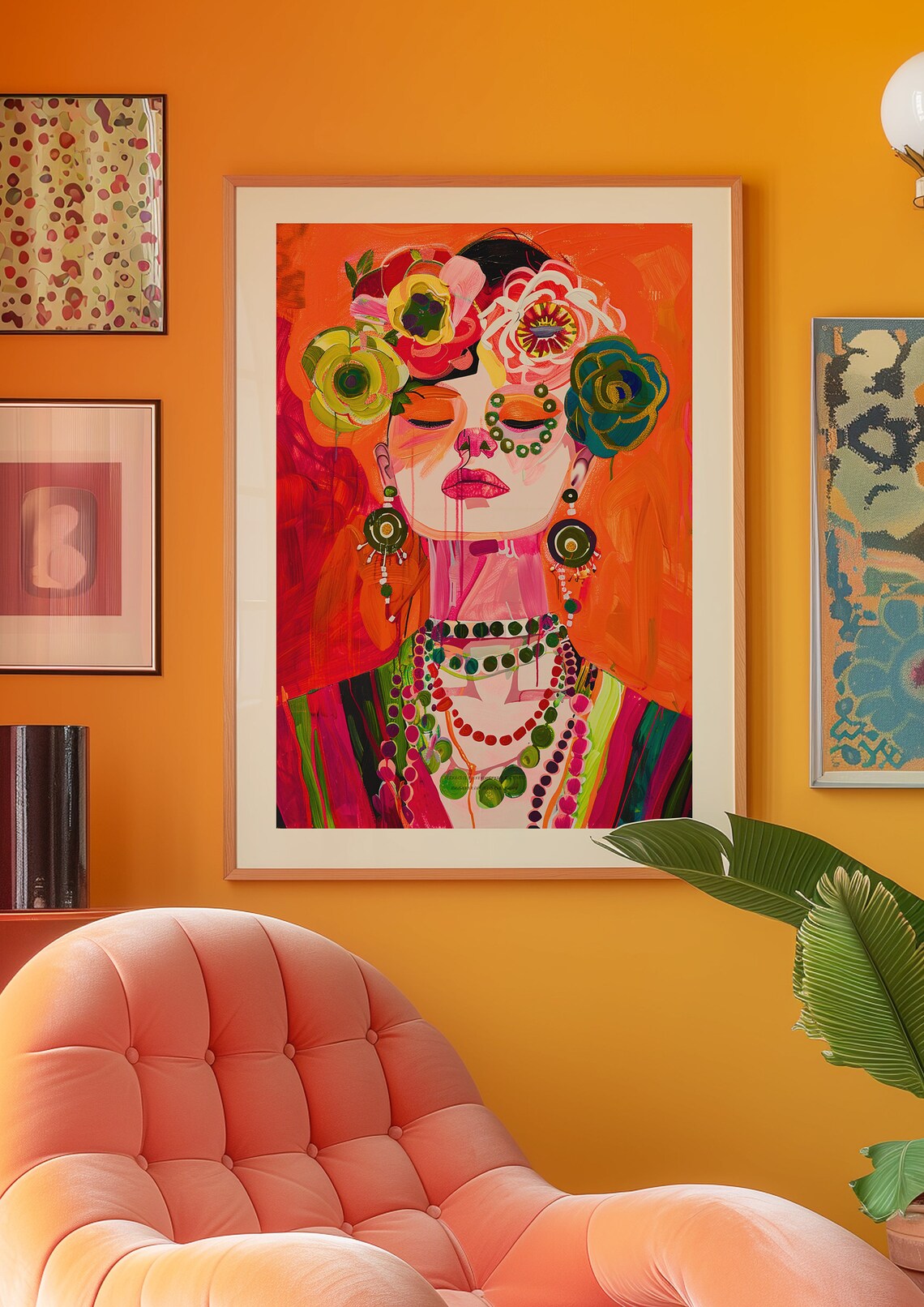 Trippy Red Pink Art Poster, Psychedelic 70s Wall Print, Trendy Eclectic ...