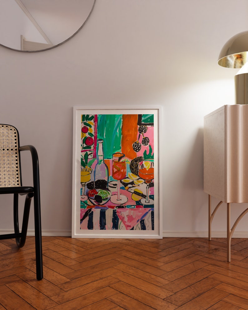 Food Spread Printable Art,eclectic Abstract Kitchen Painting,foodie ...