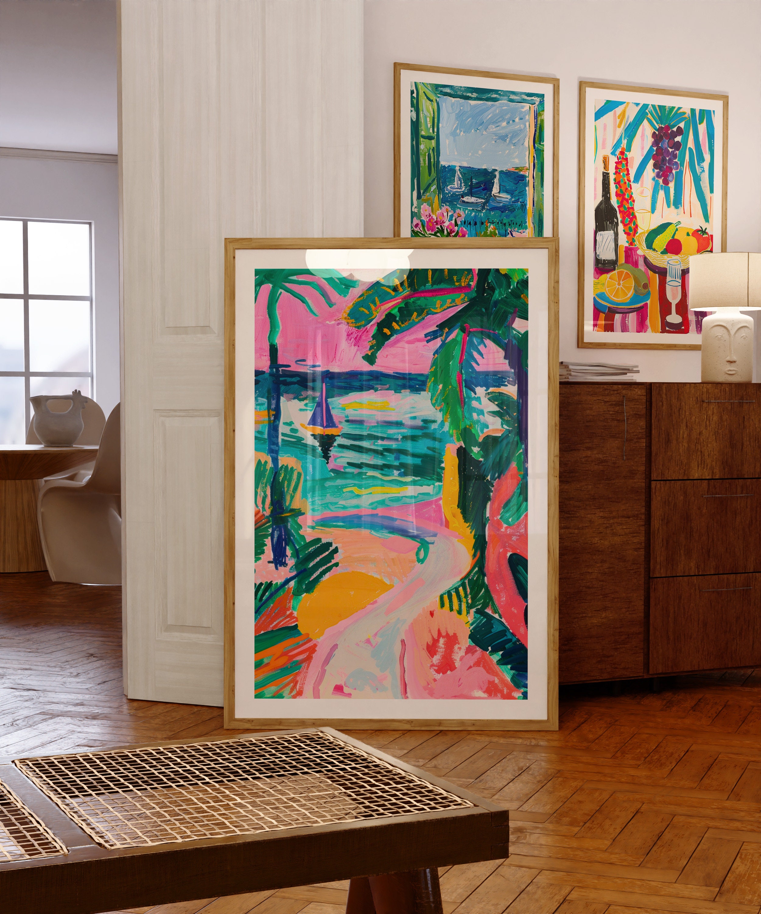 Coastal Eclectic Summer Art, Maximalist Art, Trendy Decor, Colorful ...