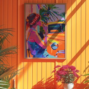 Matisse-style Woman Portrait With Classic Car, Maximalist Wall Art ...