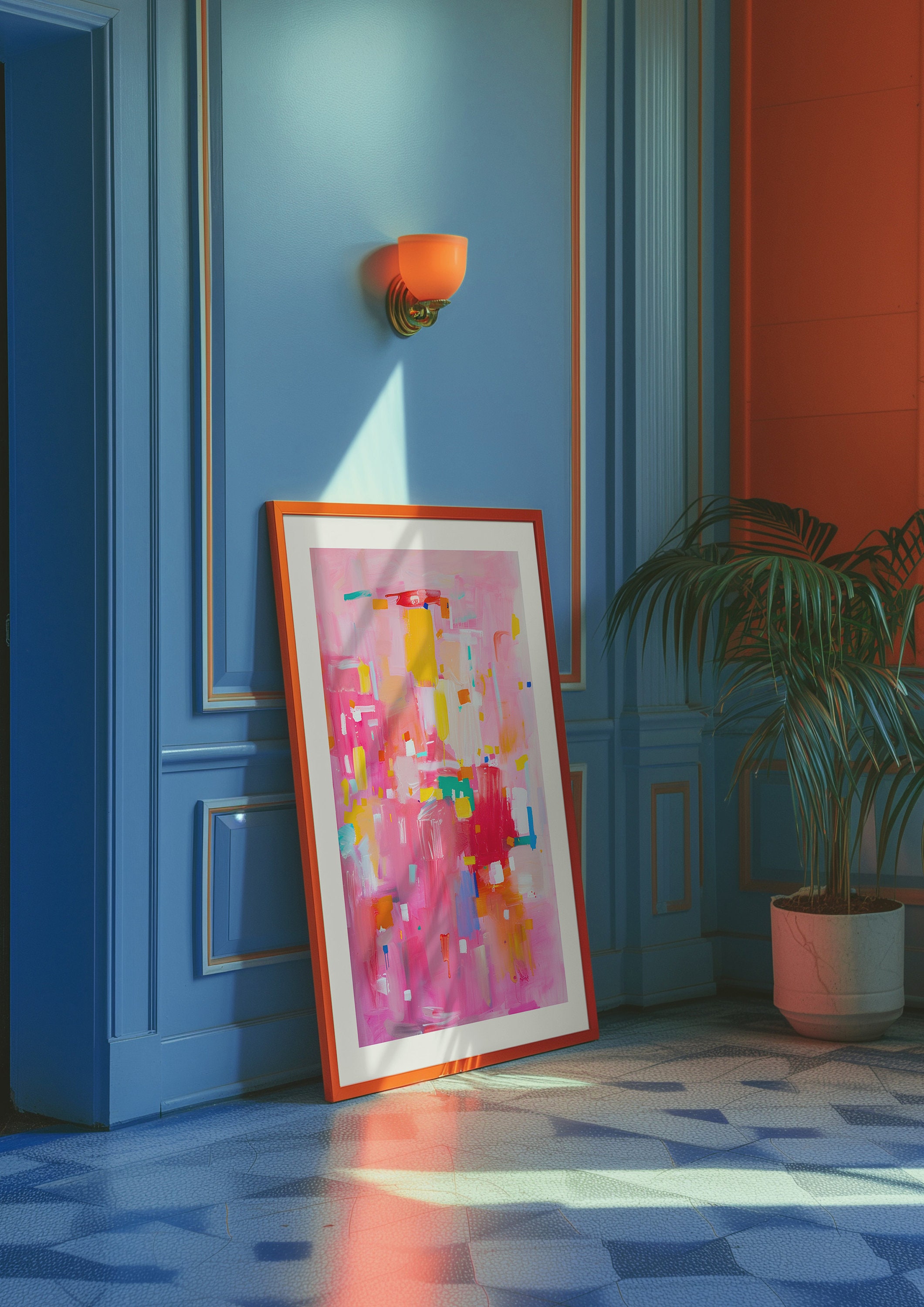 Dopamine Pink Magenta Abstract Painting Print, Extra Large Modern ...