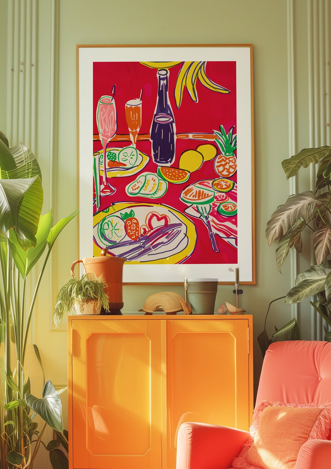 Maximalist Kitchen Wall Art, 70s Retro Poster, Matisse Red Wall Art ...