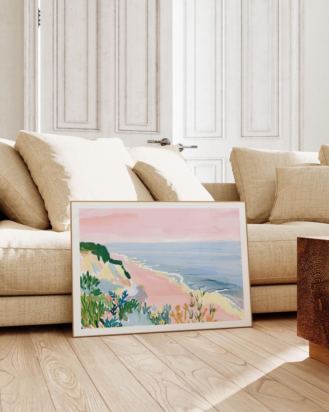 Pink Marsh Landscape Painting, Pastel Lowcountry Coastal Watercolor ...