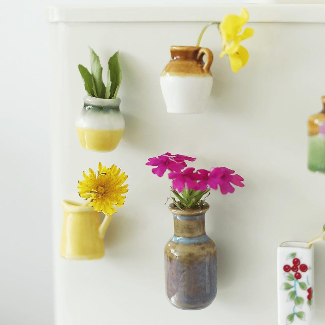 Handcrafted Ceramic Fridge Magnet: Miniature Vase Decor - Etsy