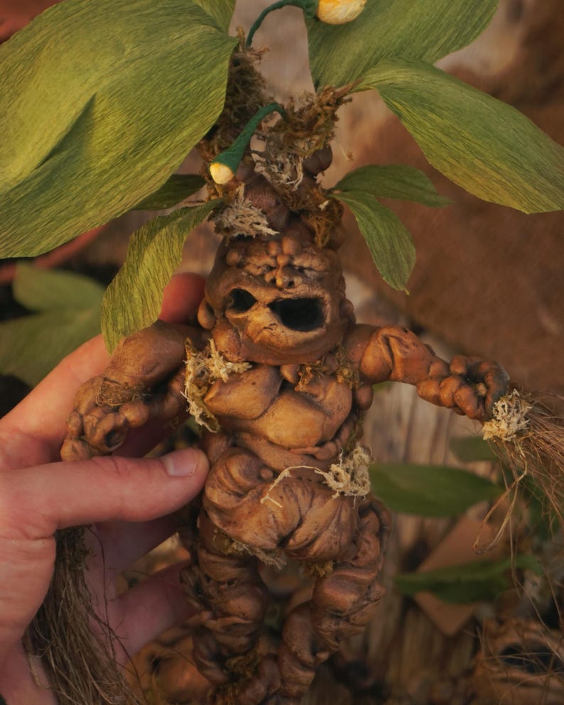 Handmade Mandrake Root Art Doll, Magical Plant Sculpture in Clay Pot - Etsy