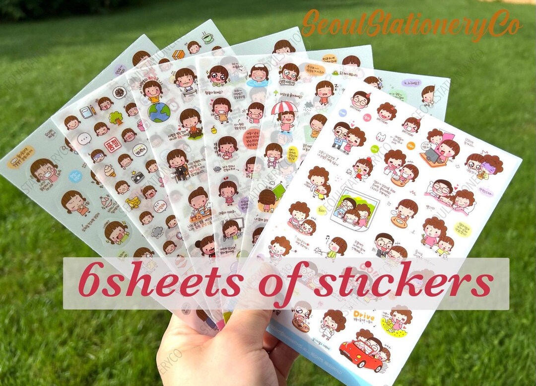 6 Sets of Korean Carton Sticker Sheets, Daily Life Sticker Sheets ...