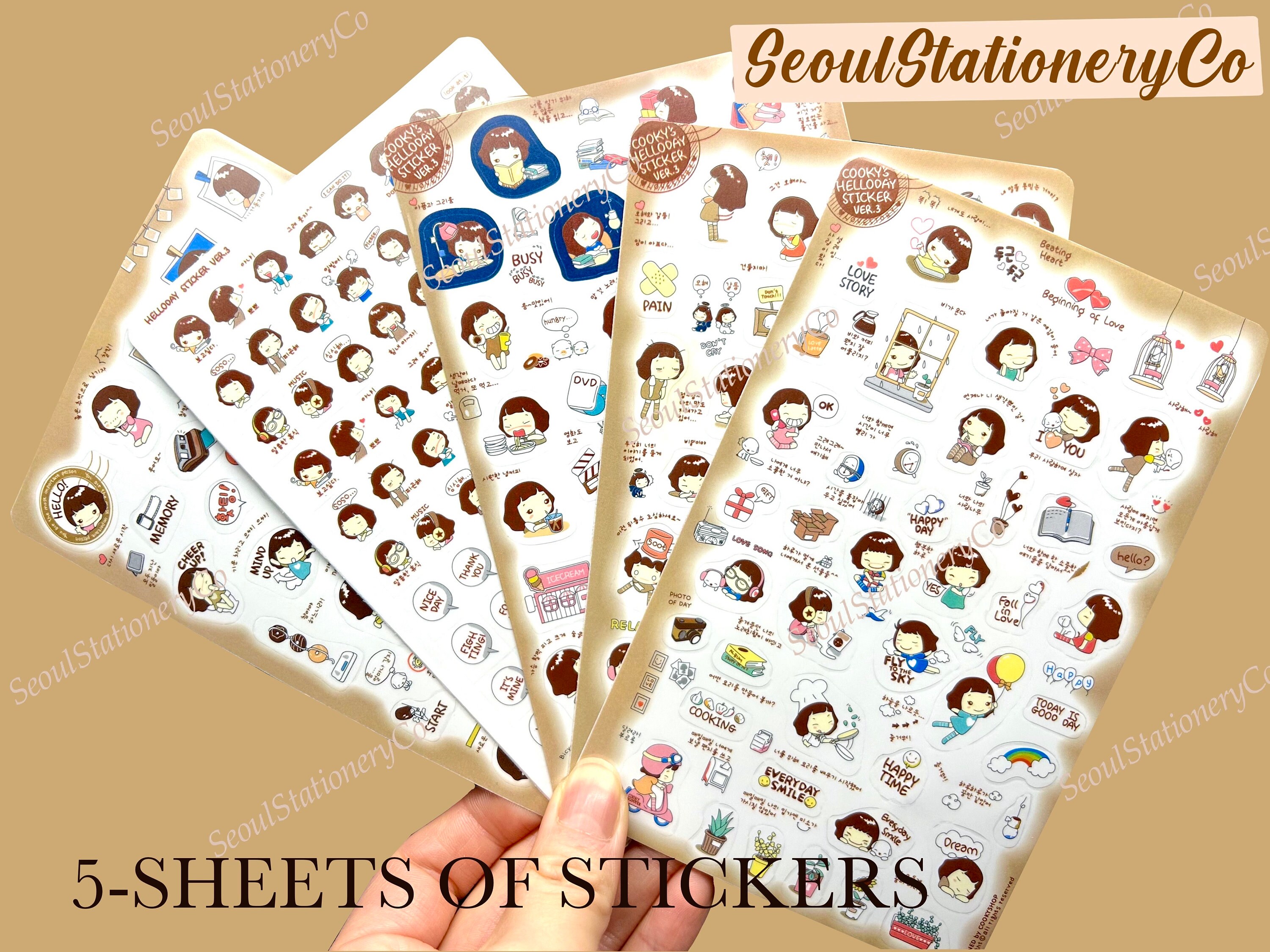6 Sets of Korean Carton Sticker Sheets, Daily Life Sticker Sheets ...