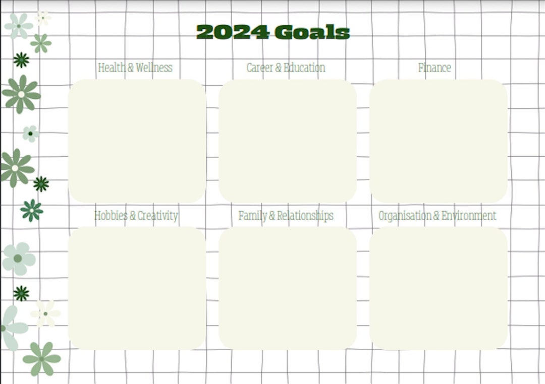 2024 Goals Template - A4 (landscape) - Etsy