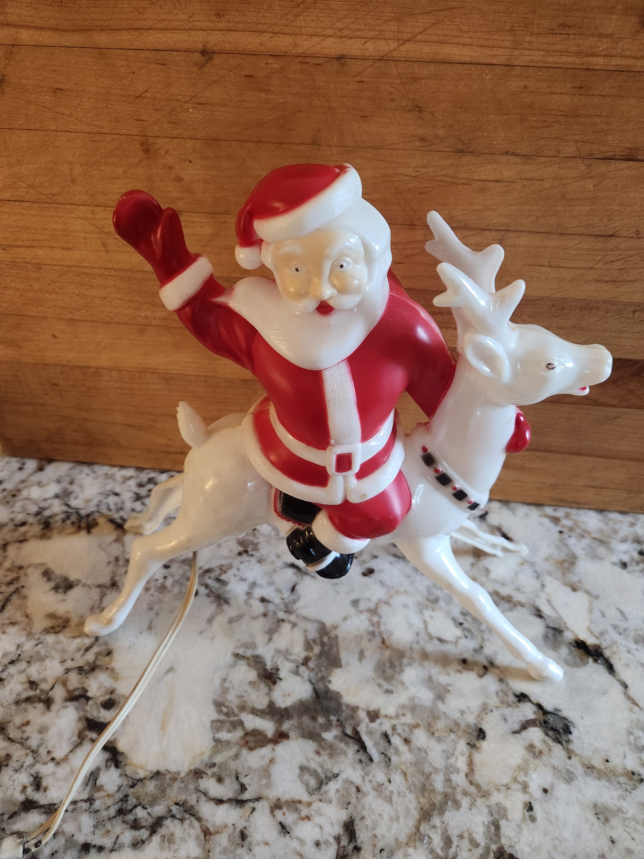 Vintage Lighted Plastic Santa on Reindeer 1950's - Etsy