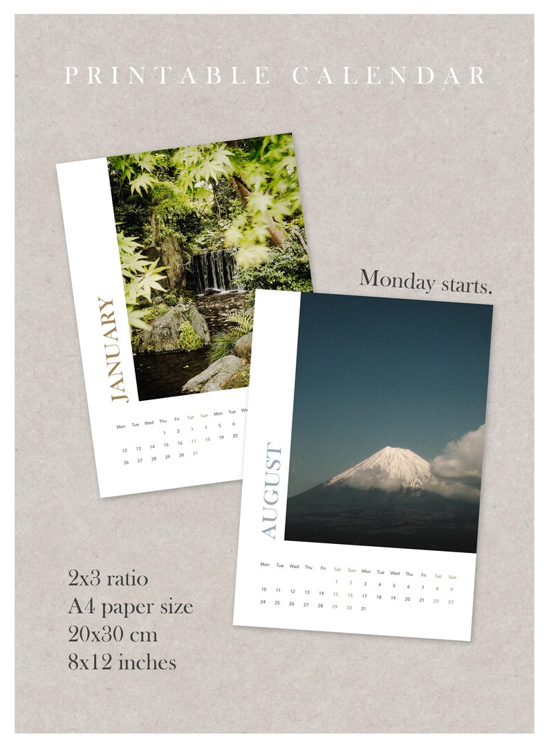 Printable 2026 Japan Photo Calendar | A4 or 10×15 | Instant Download - Etsy