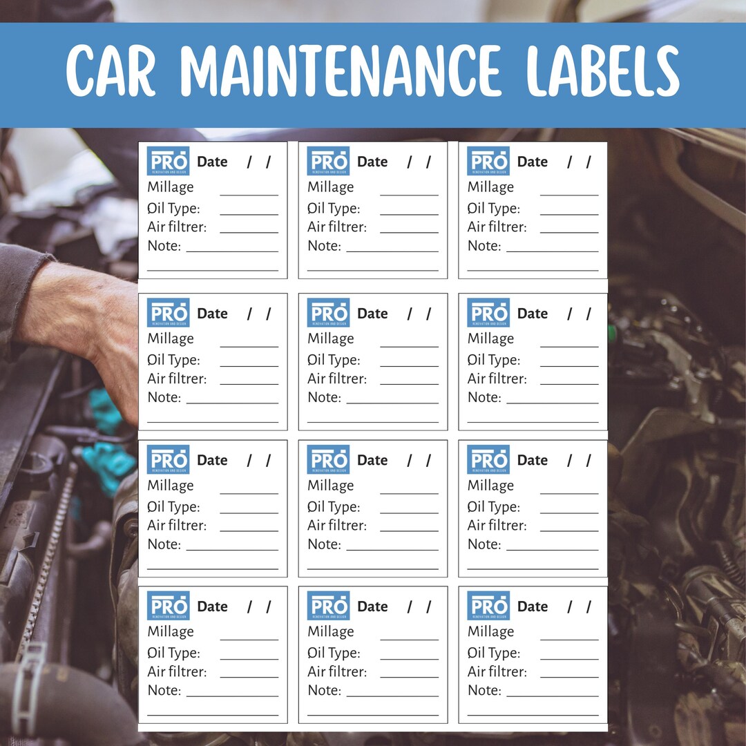 Oil Change Reminder Stickers – Set of 12, Custom Oil Change Reminder ...