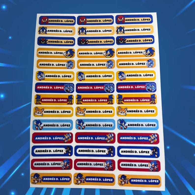 Sonic School Labels, School Book Labels, Sonic Name Tags, Personalized ...