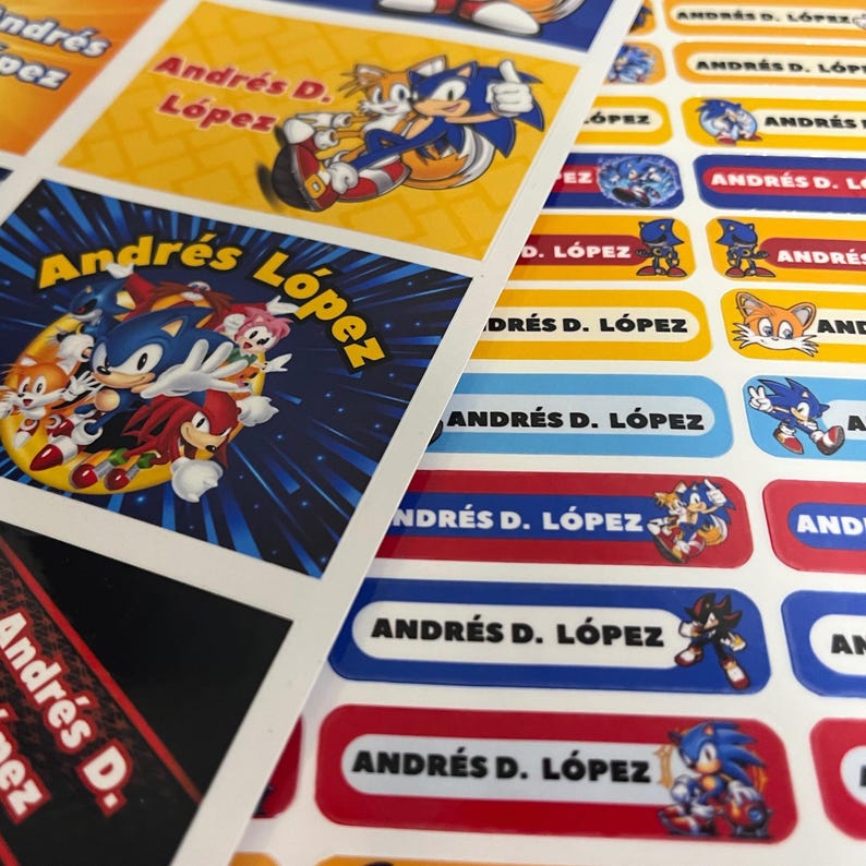Sonic School Labels, School Book Labels, Sonic Name Tags, Personalized ...
