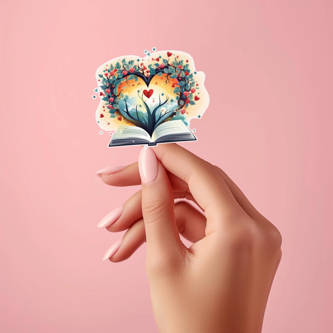 Open Book Sticker With Heart. Stickers Everywhere. Personalize Your ...