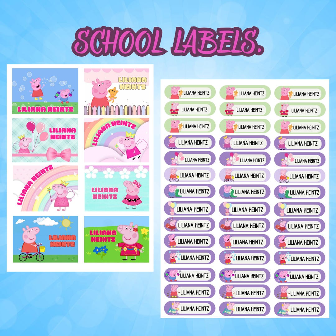 Peppa Pig School Labels, School Book Labels, Peppa Pig Name Tags ...