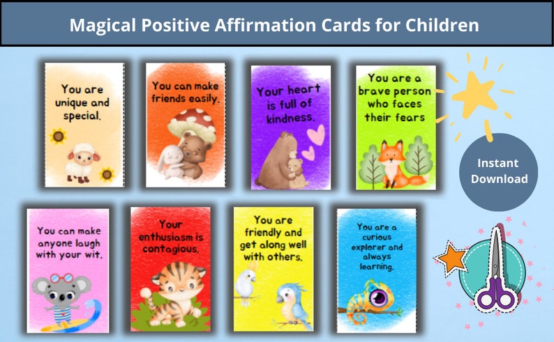 Magical Positive Affirmation Cards for Kids, Instant Download and ...