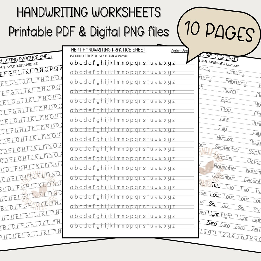 Improve Handwriting Worksheets Practice, Printable Handwriting Workbook ...
