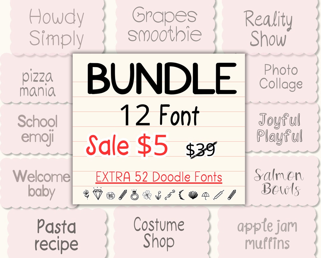 12 Font Bundle Handwritten Font Goodnotes Simple Font Study Digital ...