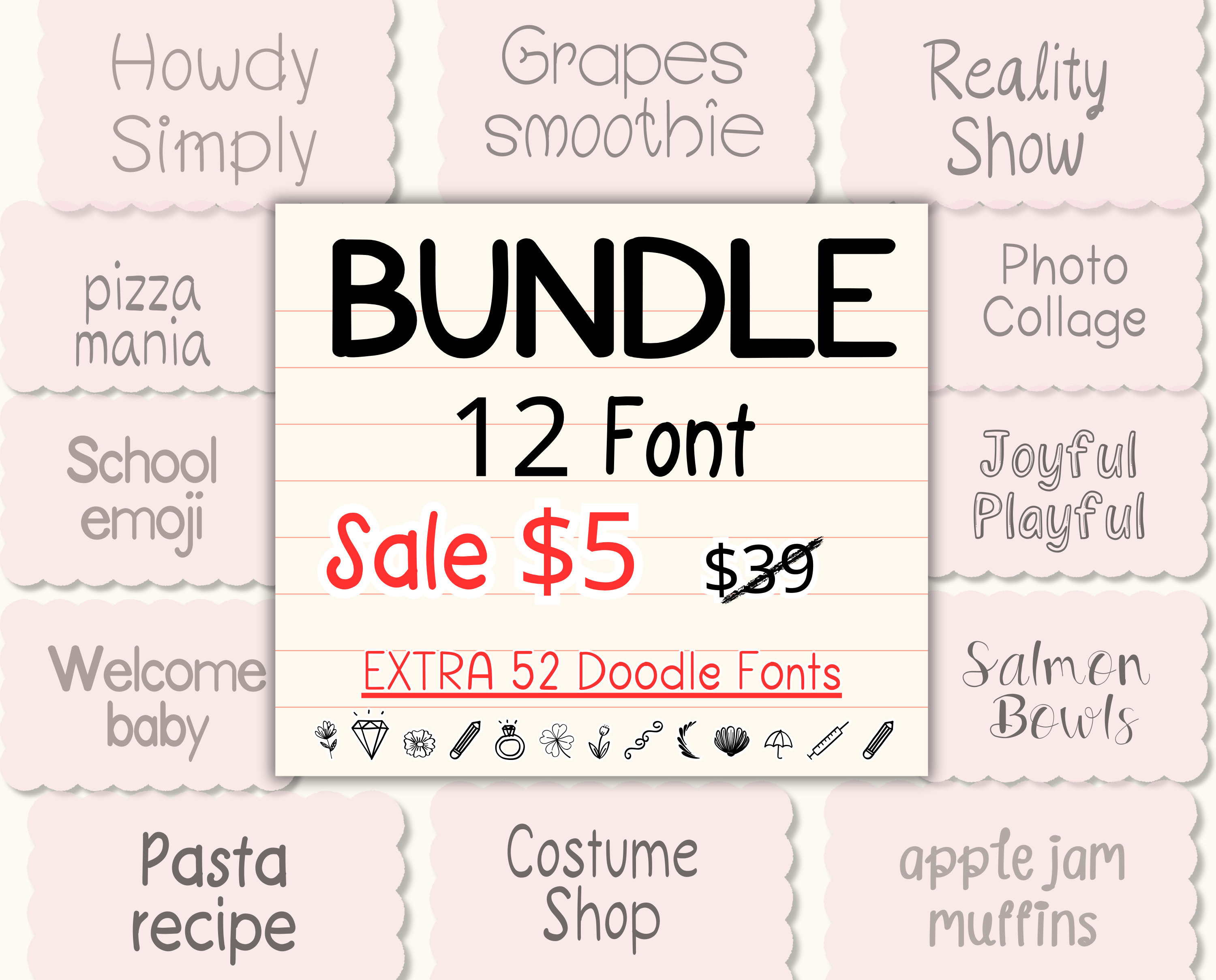 12 Font Bundle Handwritten Font Goodnotes Simple Font Study Digital ...
