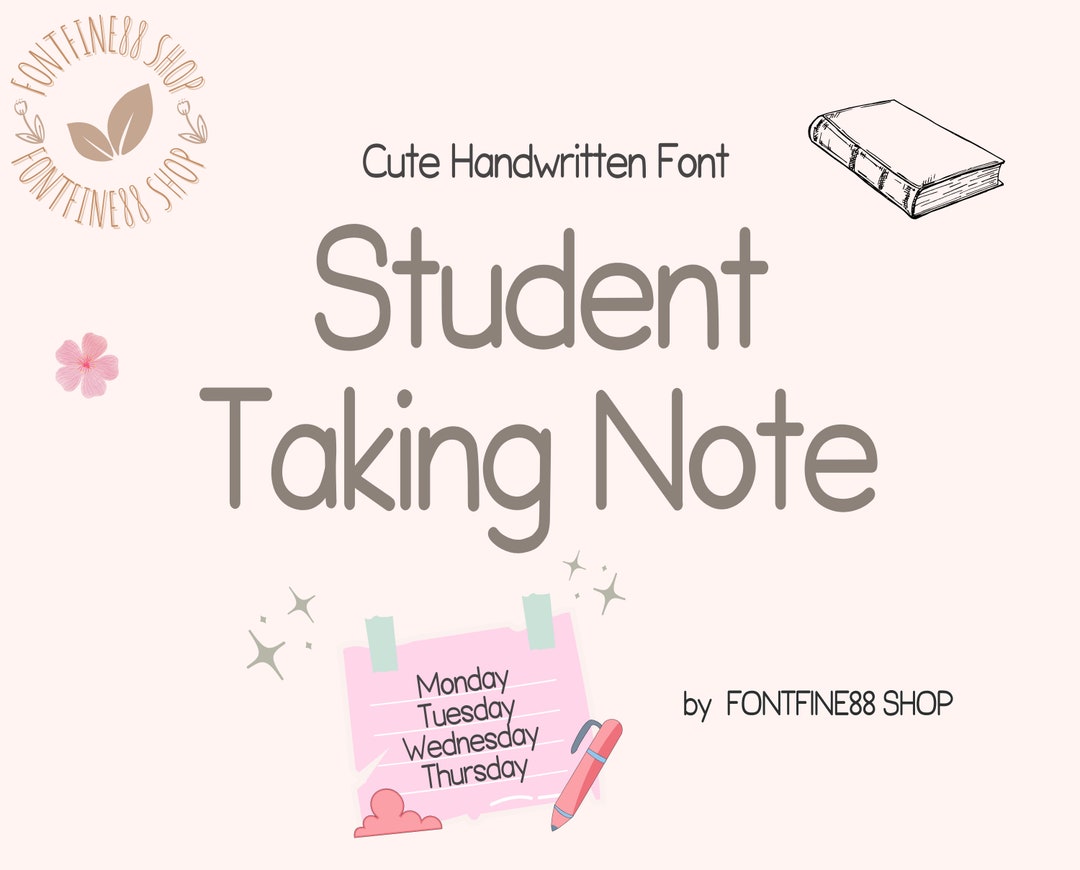 Note Taking Font Neat Handwritten Aesthetic Note Cute Handwriting ...