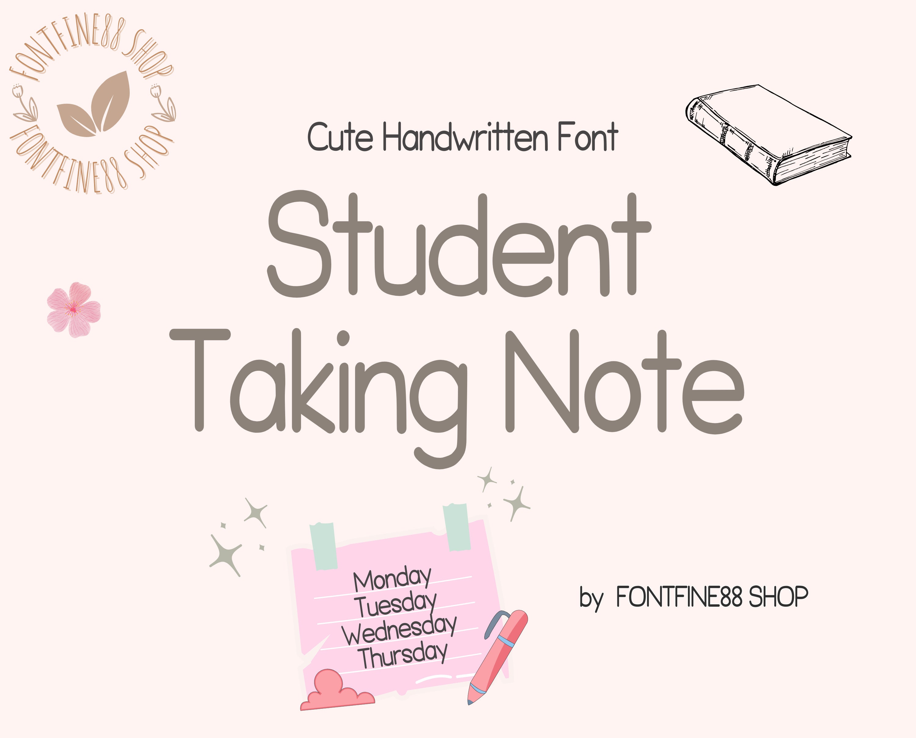 Note Taking Font Neat Handwritten Aesthetic Note Cute Handwriting ...