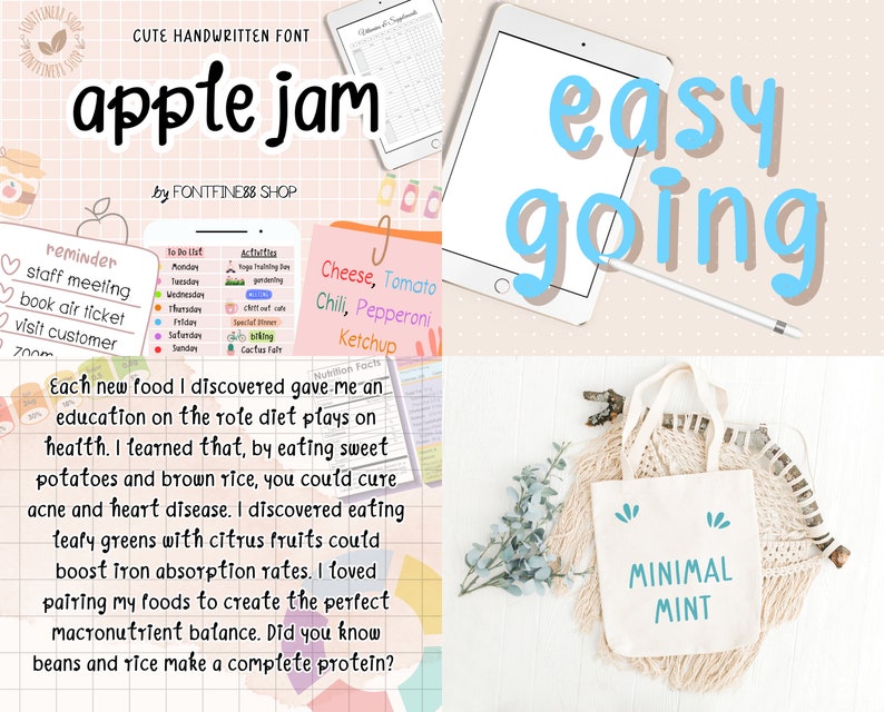 12 Font Bundle Handwritten Font Goodnotes Simple Font Study Digital ...