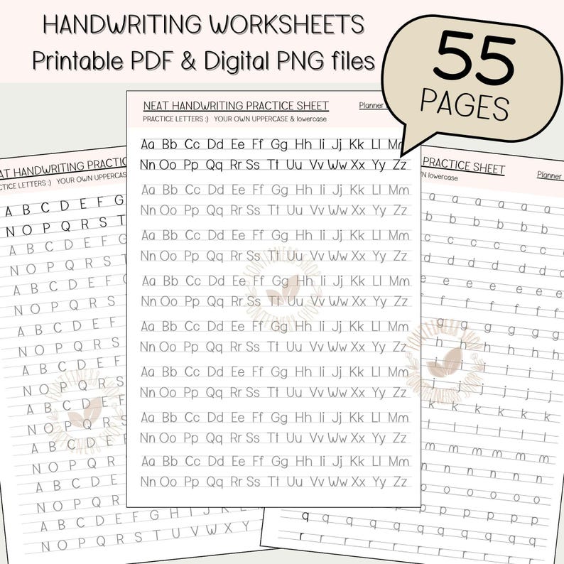 Improve Handwriting Lettering Practice Worksheets, Penmanship Practice ...