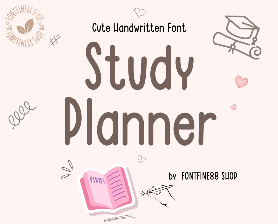Study Planner Note Neat Handwritten Font for Digital Planner and ...