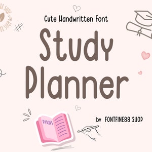 Study Planner Note Neat Handwritten Font for Digital Planner and ...