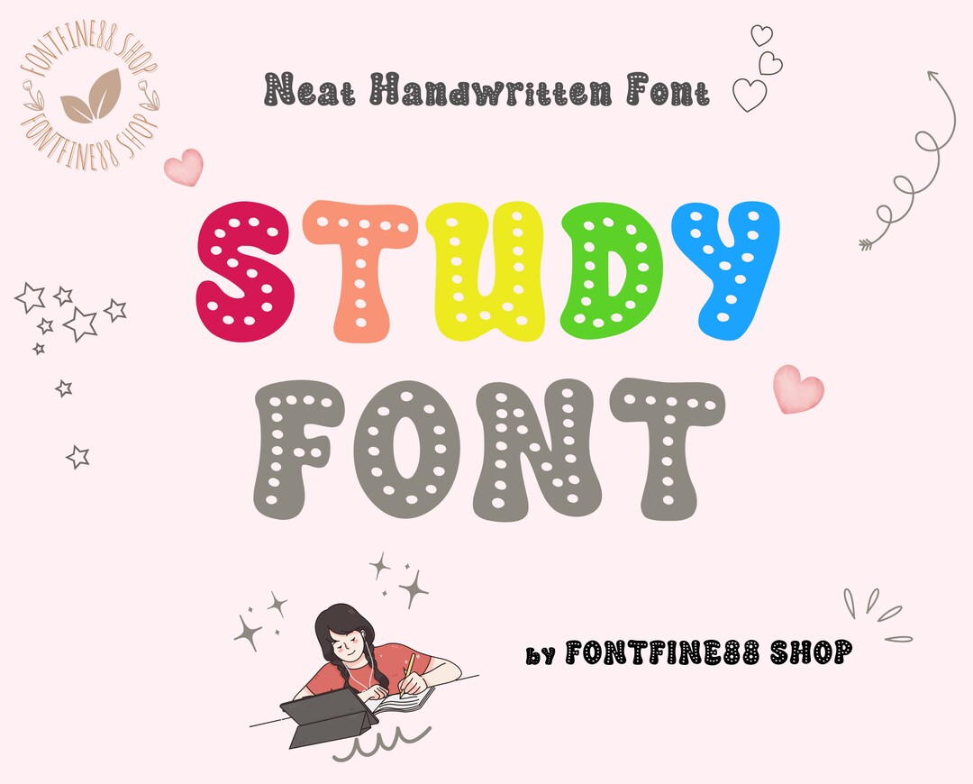 Study Bold Lovely Font Cute Handwriting Font, Neat Handwritten Font for ...
