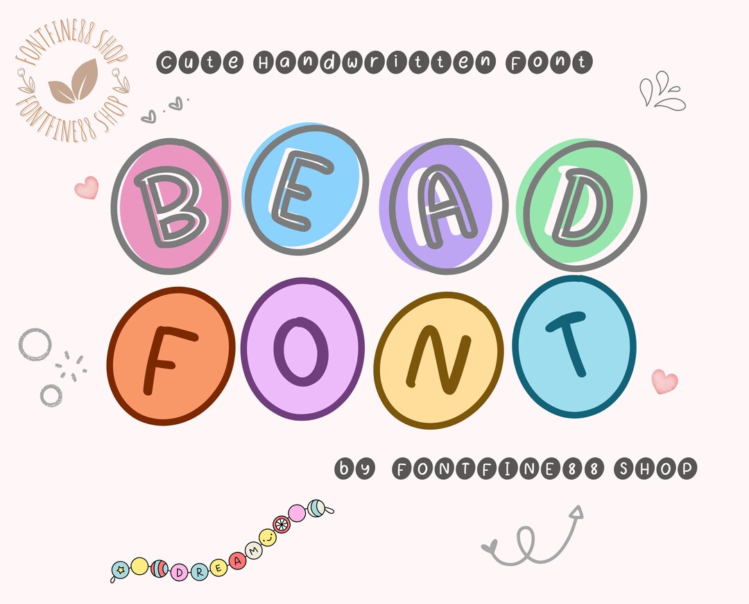 Friendship Beaded Bracelet Font , Cute Decorative Digital Bubbly Font ...
