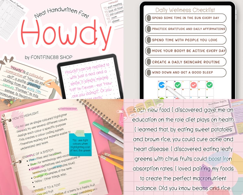 12 Font Bundle Handwritten Font Goodnotes Simple Font Study Digital ...