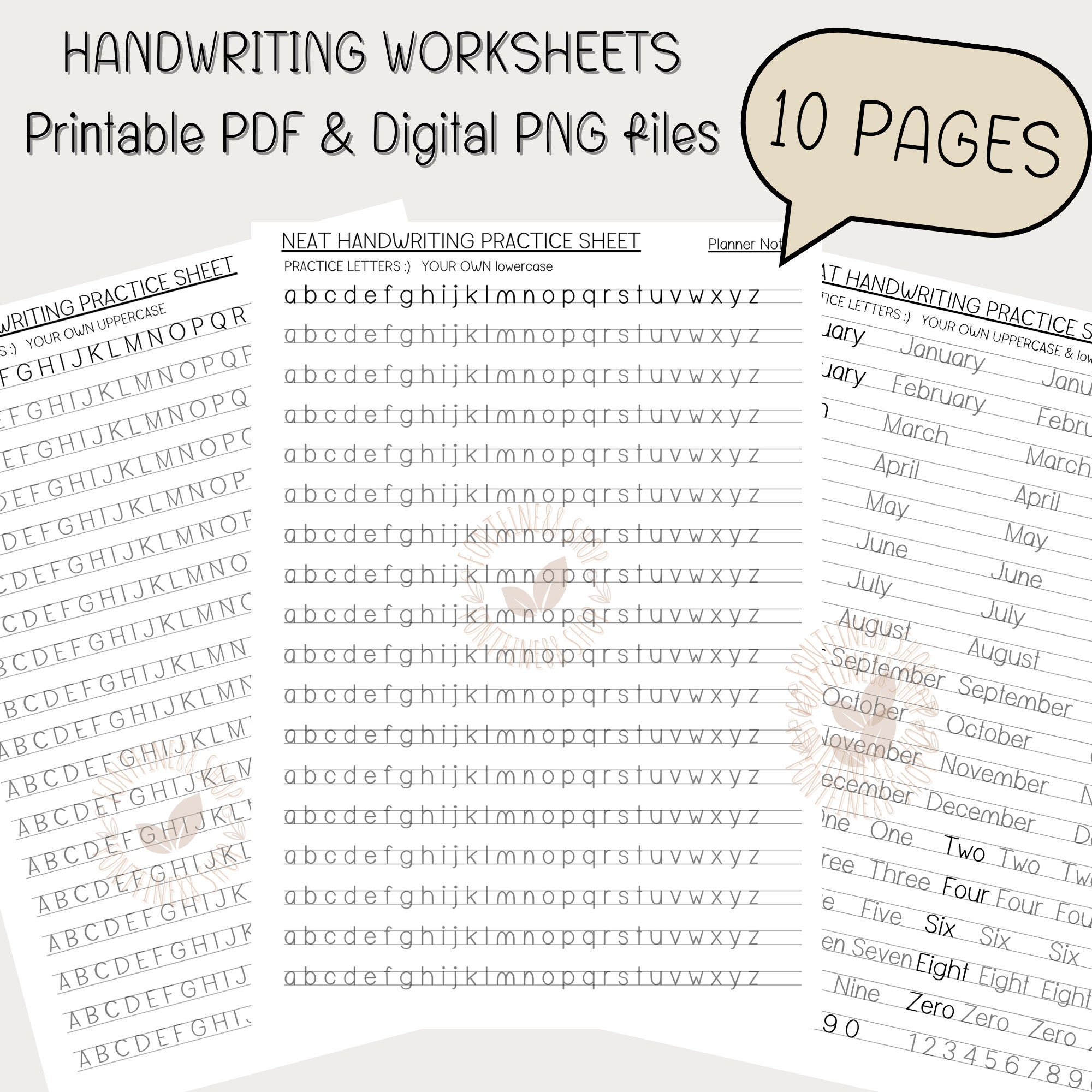 Handwriting Practice Worksheets, Printable Handwriting Workbook ...