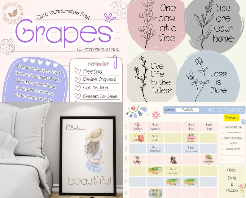 12 Font Bundle Handwritten Font Goodnotes Simple Font Study Digital ...