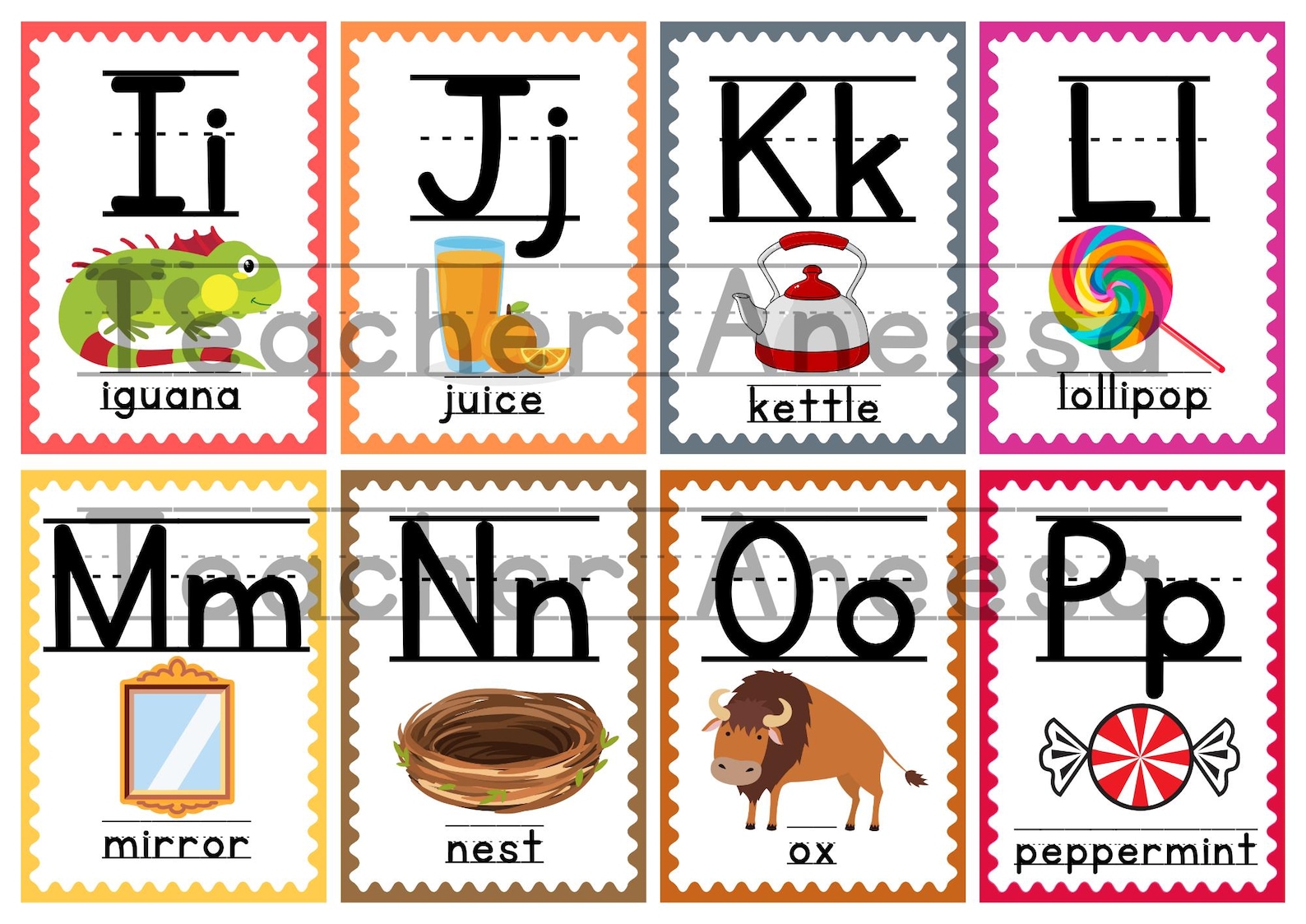 Colorful Alphabet Flashcards Multipurpose Letter Flashcards Alphabet ...