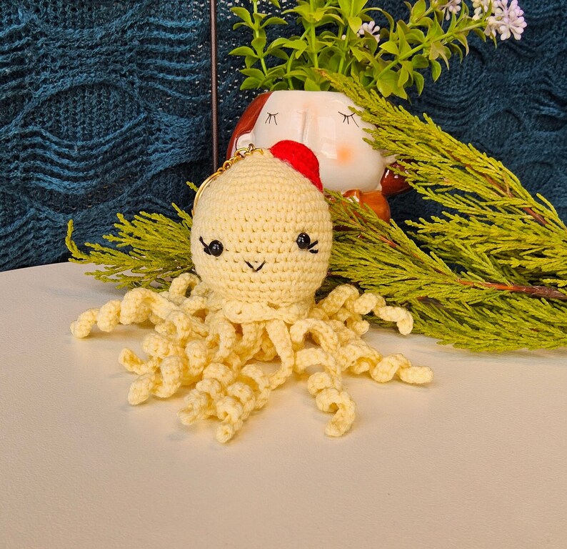 Octopus Crochet Keychain Backpack Keychain Amigurumi Keychain Handmade ...