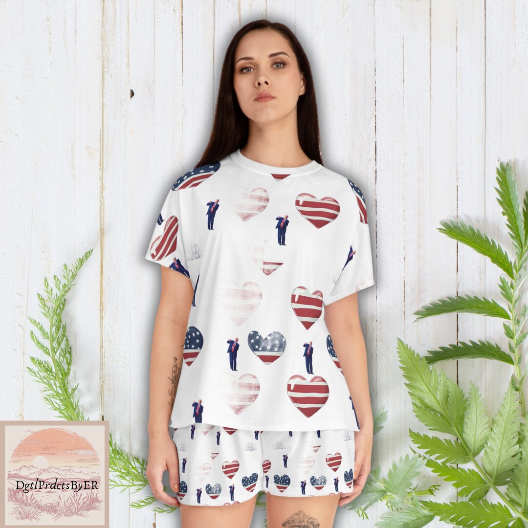 Trump 2024 Women's Short Pajama Set,political Pajamas, Republican ...