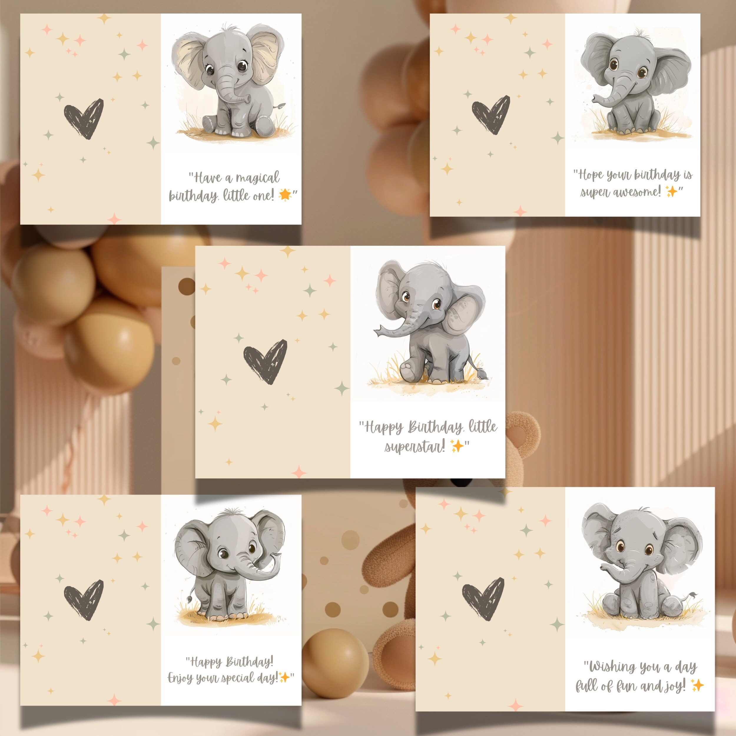 Cute Printable Greeting Cards for Kids Digital Download 10 Designs ...