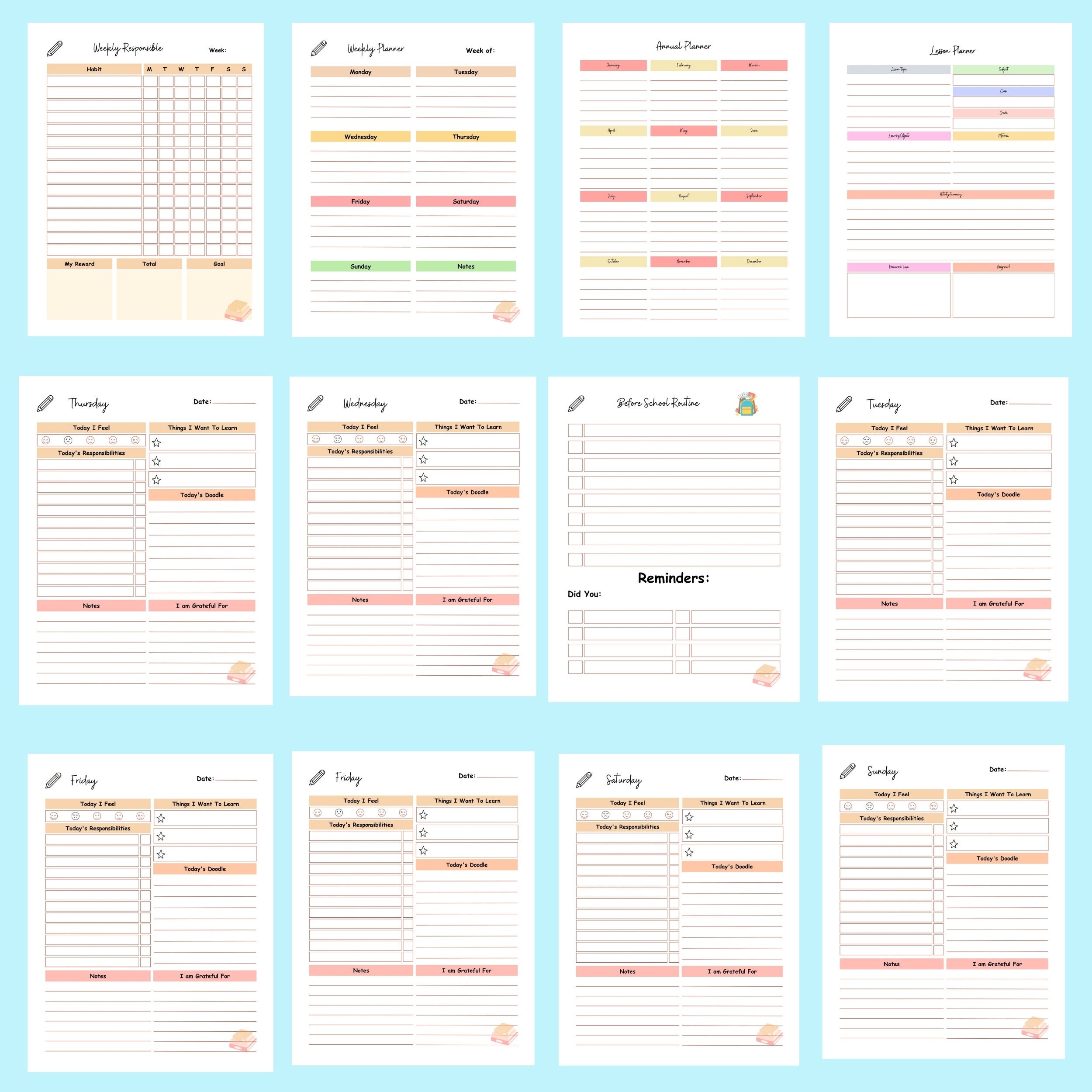 Homeschool Printable Planner, 73 Pg 2024/2025 Student Daily Schedule ...