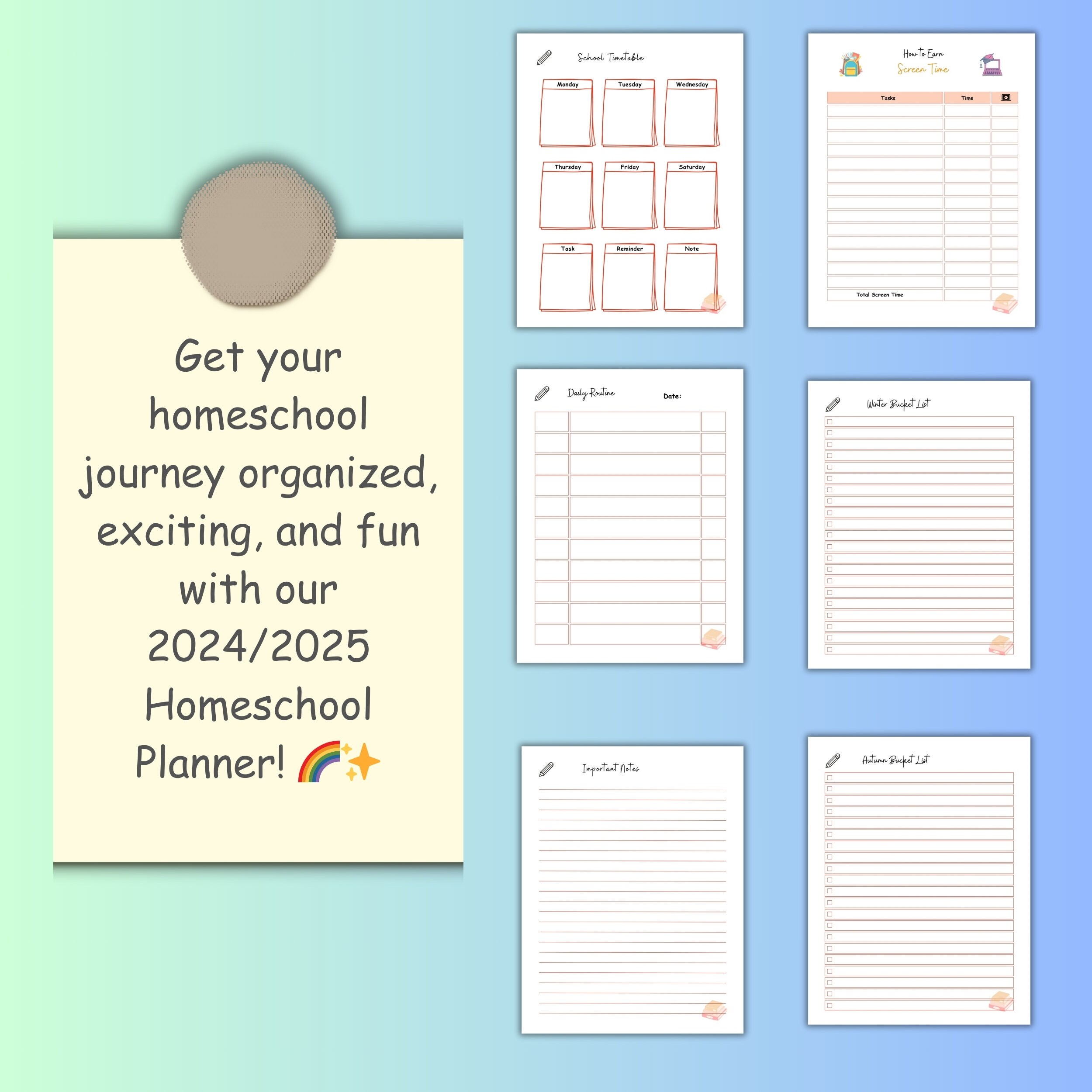 Homeschool Printable Planner, 73 Pg 2024/2025 Student Daily Schedule ...