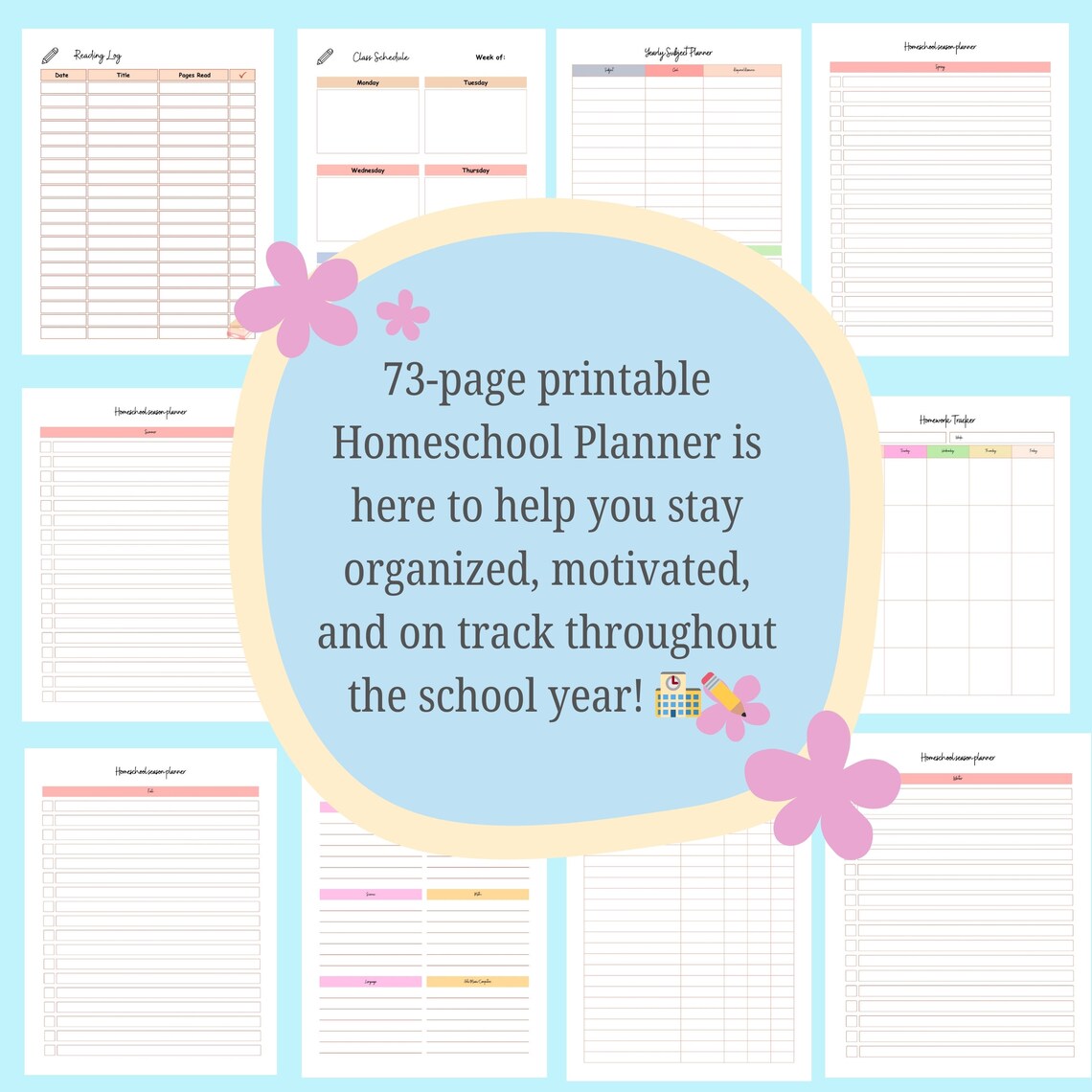Homeschool Printable Planner, 73 Pg 2024/2025 Student Daily Schedule ...