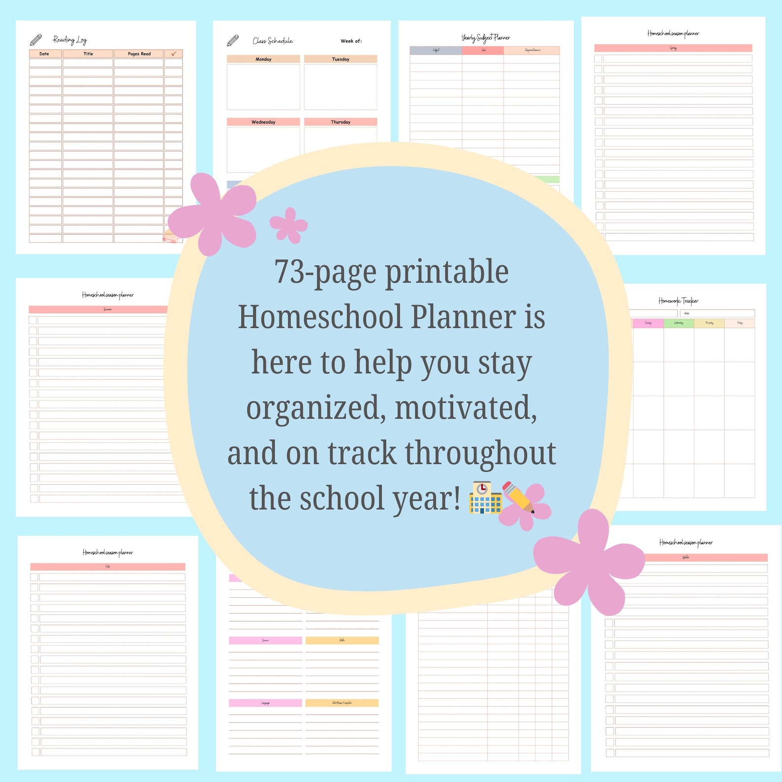 Homeschool Printable Planner, 73 Pg 2024/2025 Student Daily Schedule ...